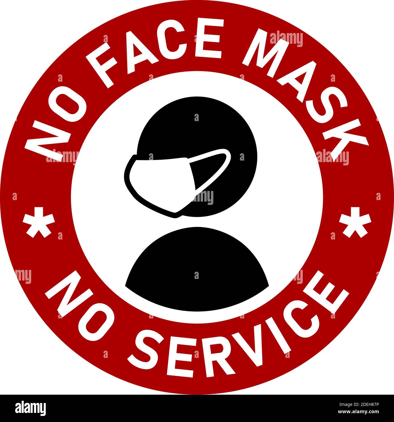 No Face Mask No Service or Wear a Mask Round Badge Sticker Icon with ...