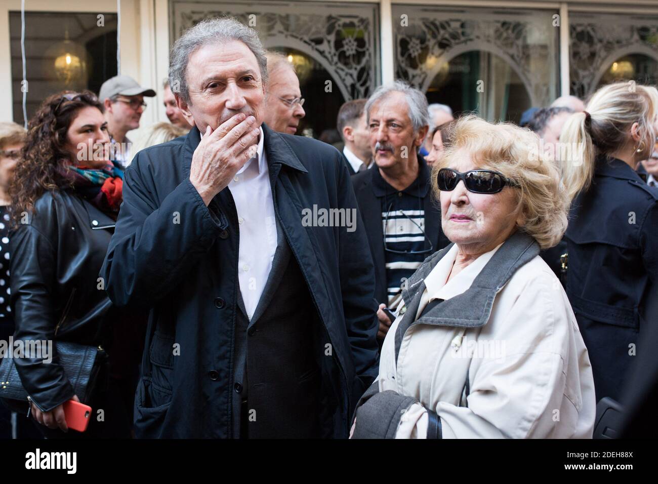 Michel Drucker, french TV presentator and Aida Aznavour, sister of ...