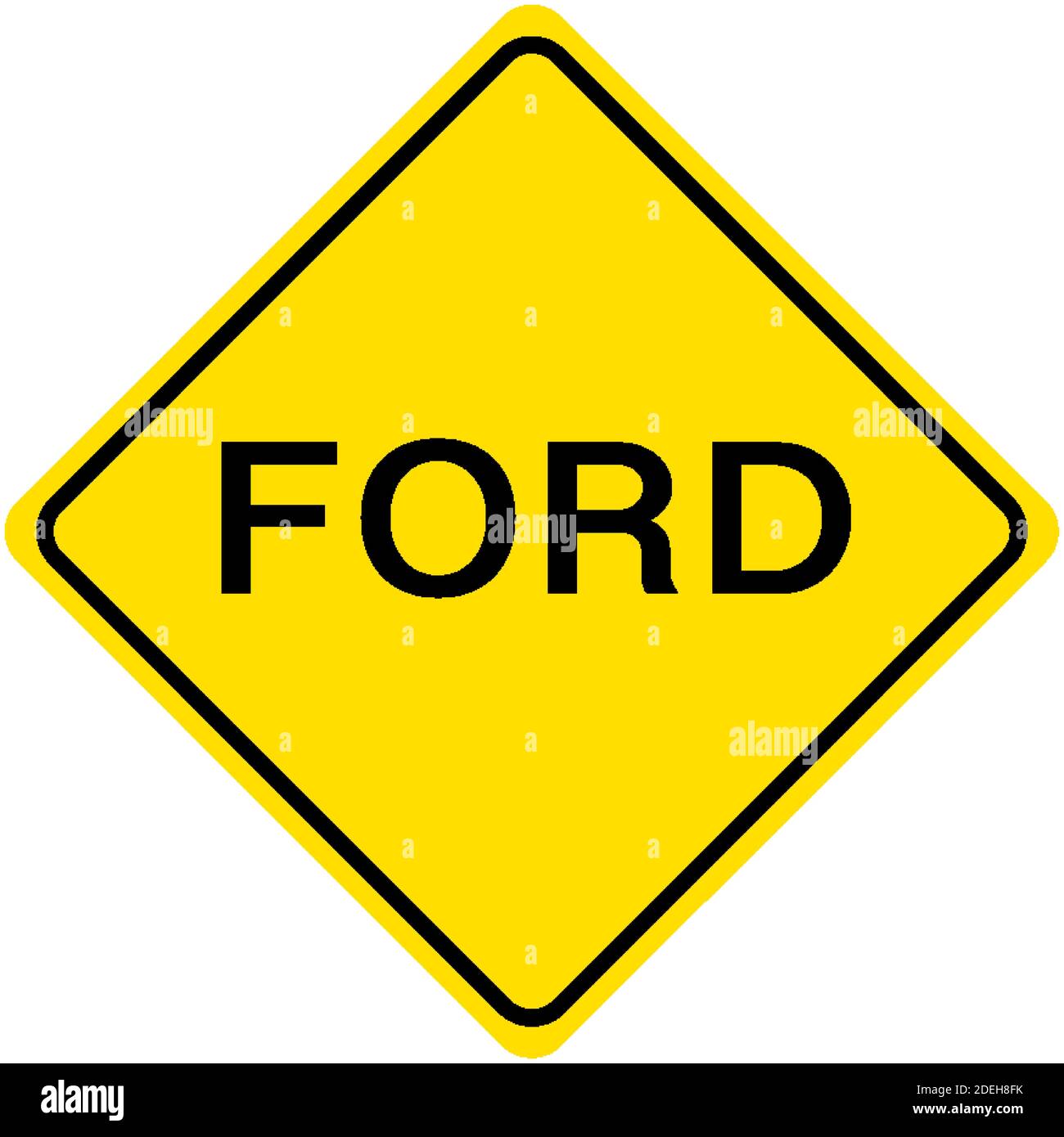 Warning traffic sign Ford sign isolated on white background ...