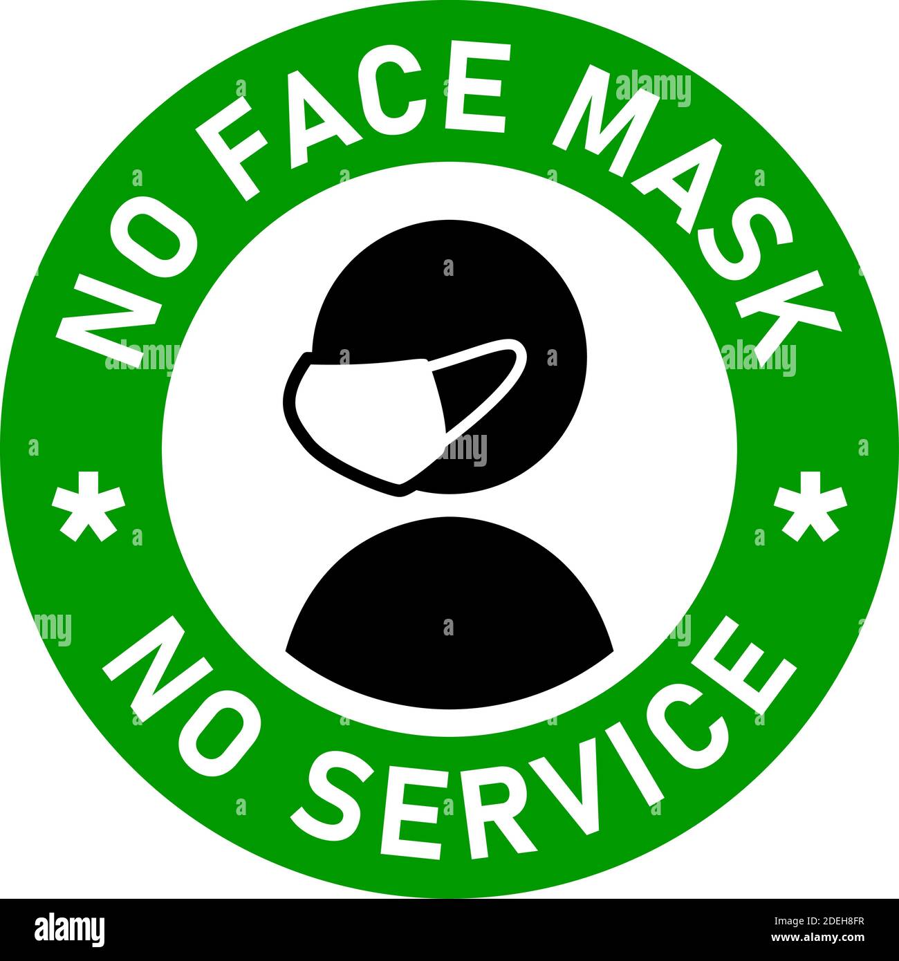No Face Mask No Service or Wear a Mask Round Badge Sticker Icon with ...