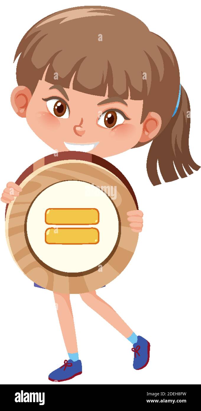 Student girl holding basic math symbol or sign cartoon character ...