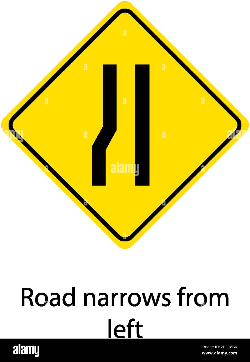 Yellow traffic warning sign on white background illustration Stock ...