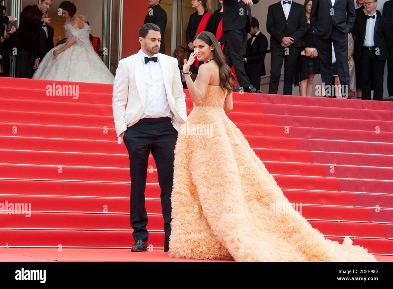 Sara Sampaio and Oliver Ripley arriving on the red carpet of 'Once Upon ...