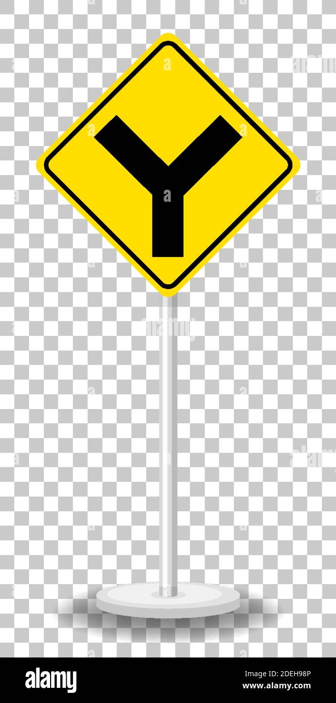 Yellow traffic warning sign on transparent background illustration ...