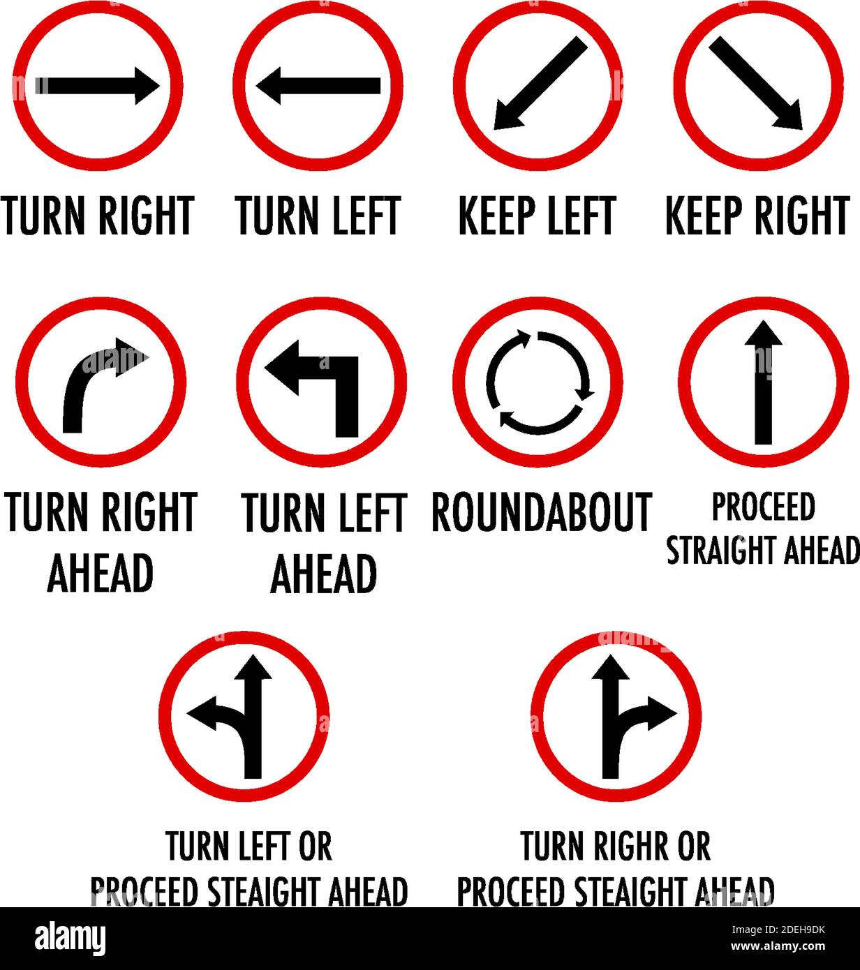 Set of mandatory road signs isolated on whte background illustration ...