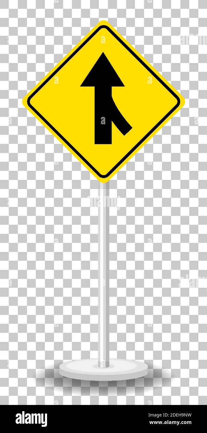 Yellow traffic warning sign on transparent background illustration ...