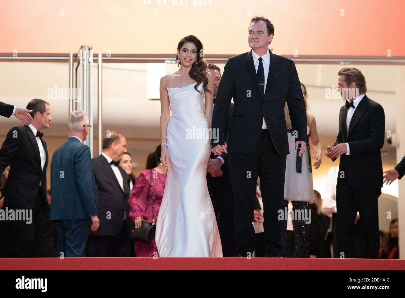 Quentin Tarantino and Daniela Pic leaving the screening of Once Upon a ...