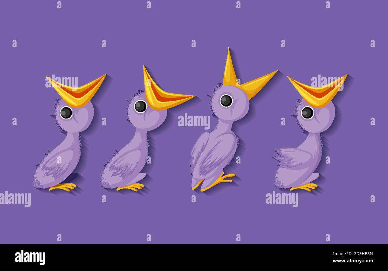 Purple chick cartoon character illustration Stock Vector Image & Art ...