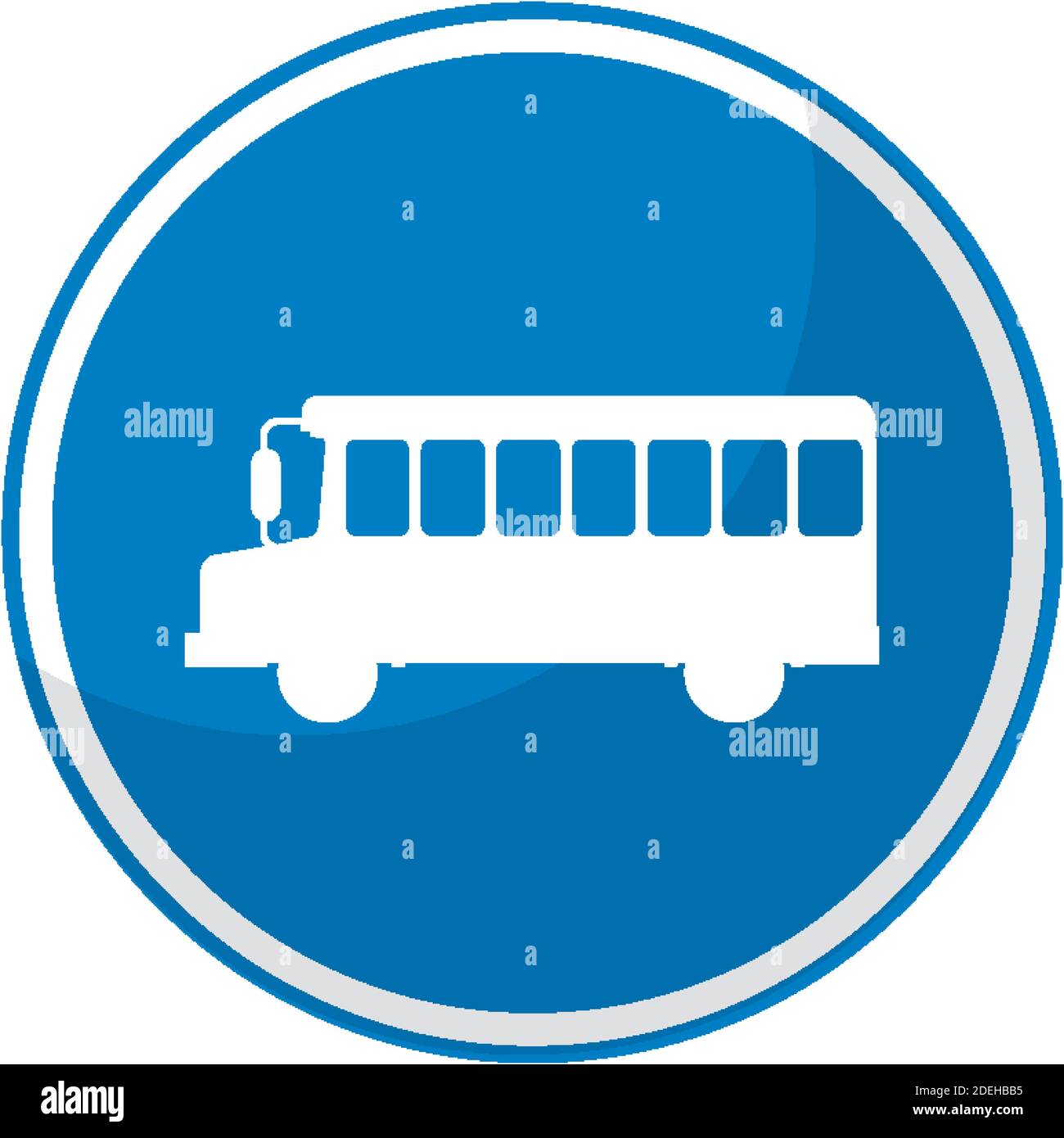 Blue bus stop sign with stand isolated on white background illustration ...