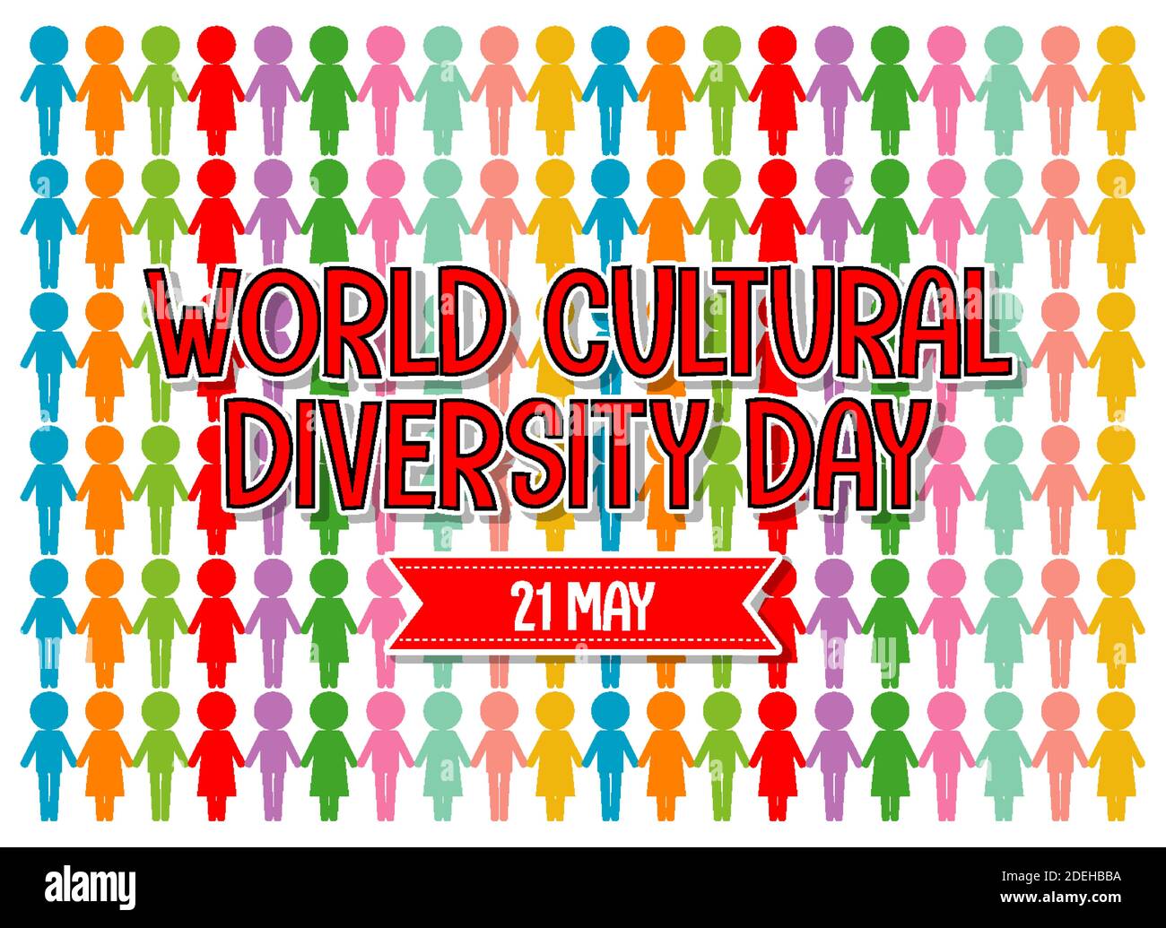 World Cultural Diversity Day logo or banner with different color people ...