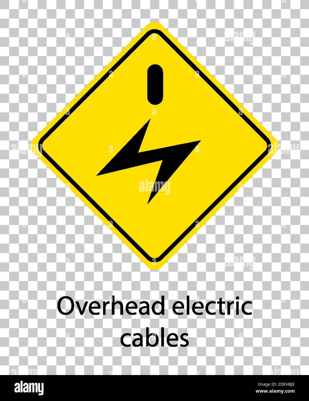 Yellow traffic warning sign on transparent background illustration ...