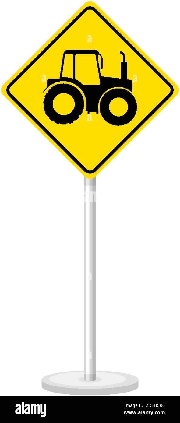 Yellow traffic warning sign on white background illustration Stock ...