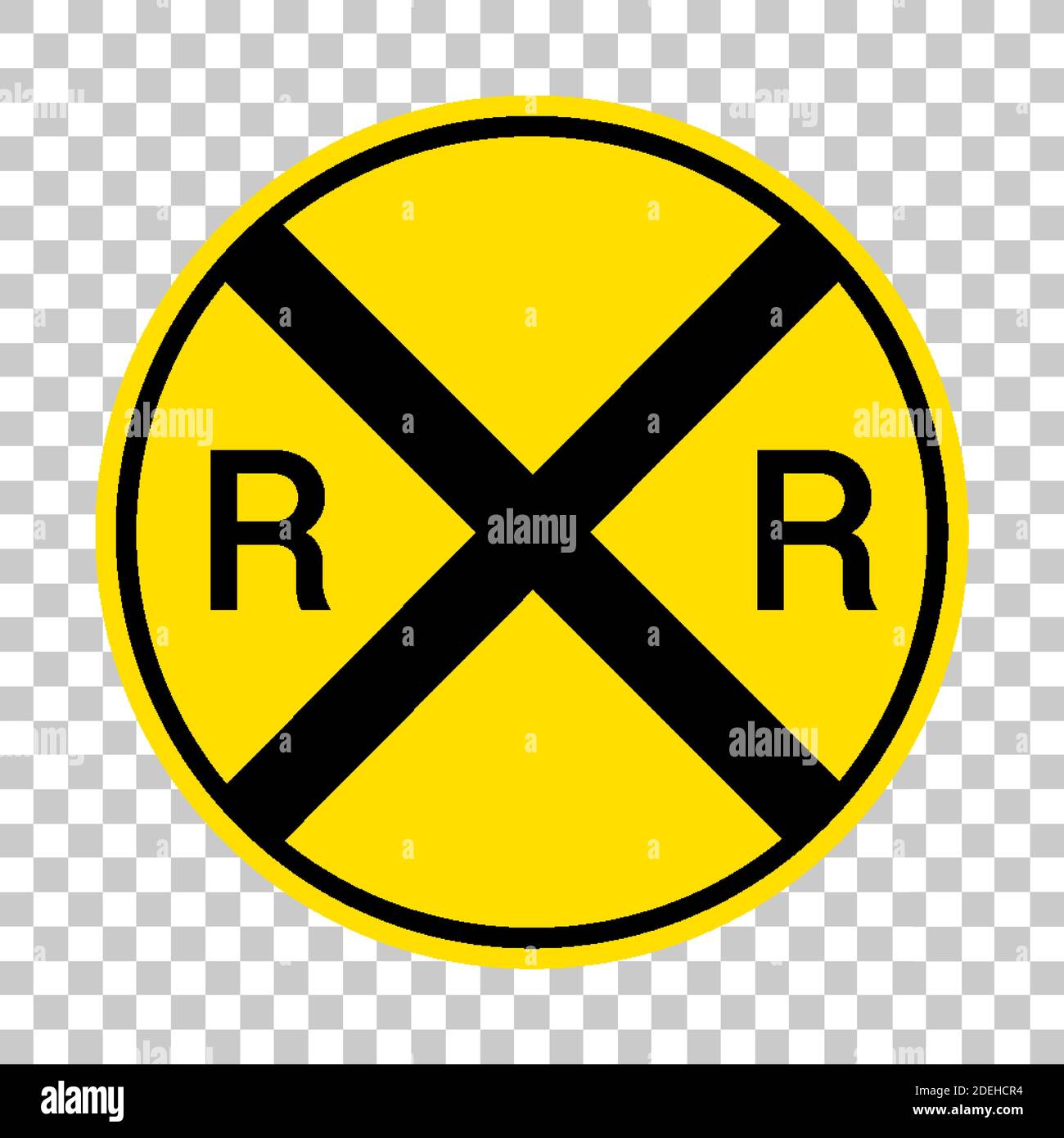 Railroad crossing warning sign isolated on transparent background ...