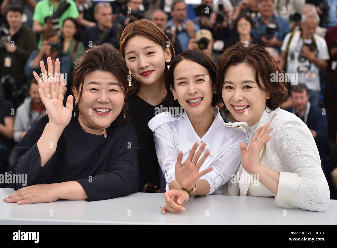 Lee Jung-Eun, Park So-dam, Cho Yeo-jeong and Chang Hyae-Jin attend the photocall for "Parasite ...