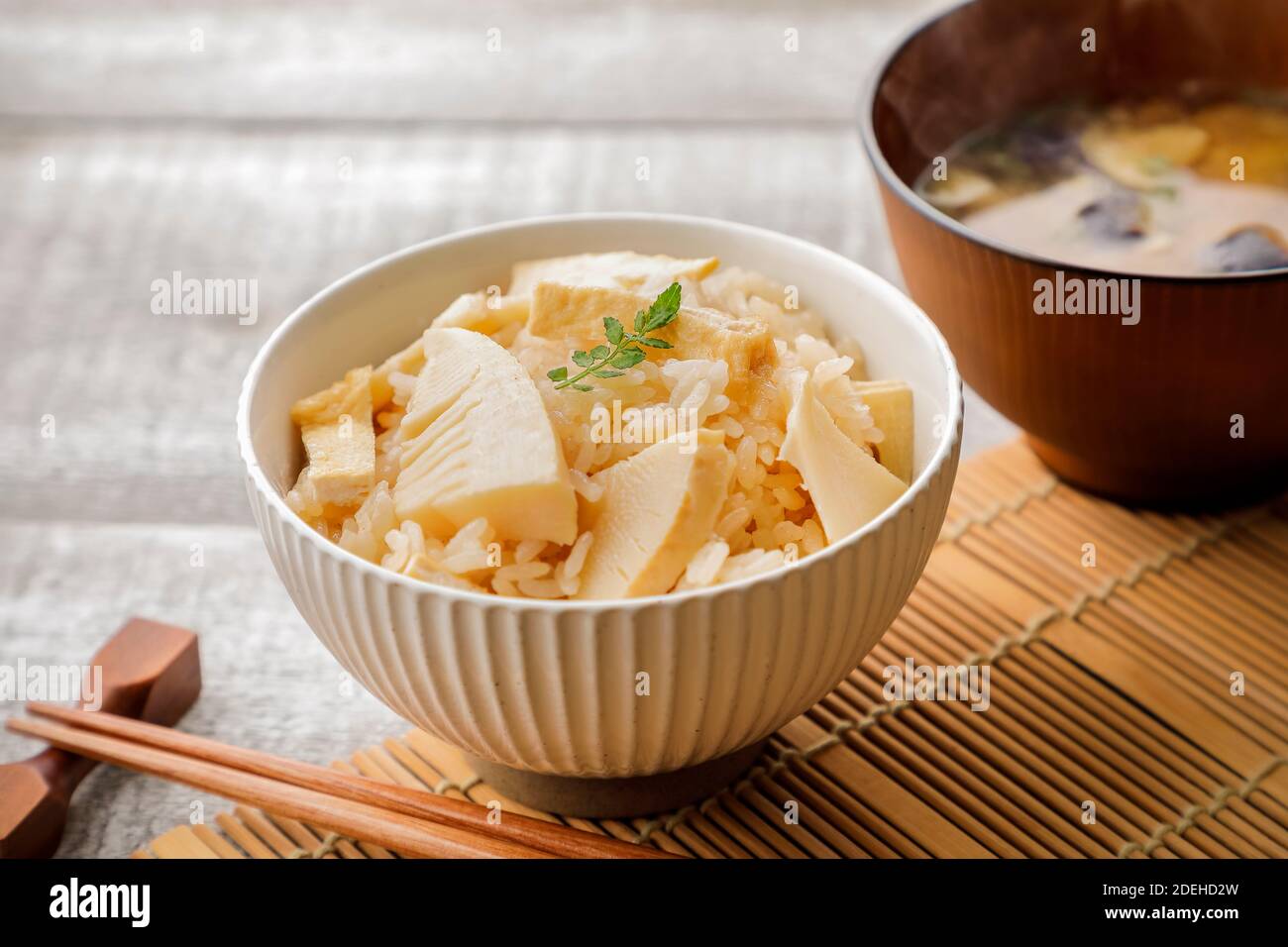 Rice Steamed with Bamboo Shoot, Japanese Food Stock Photo - Alamy