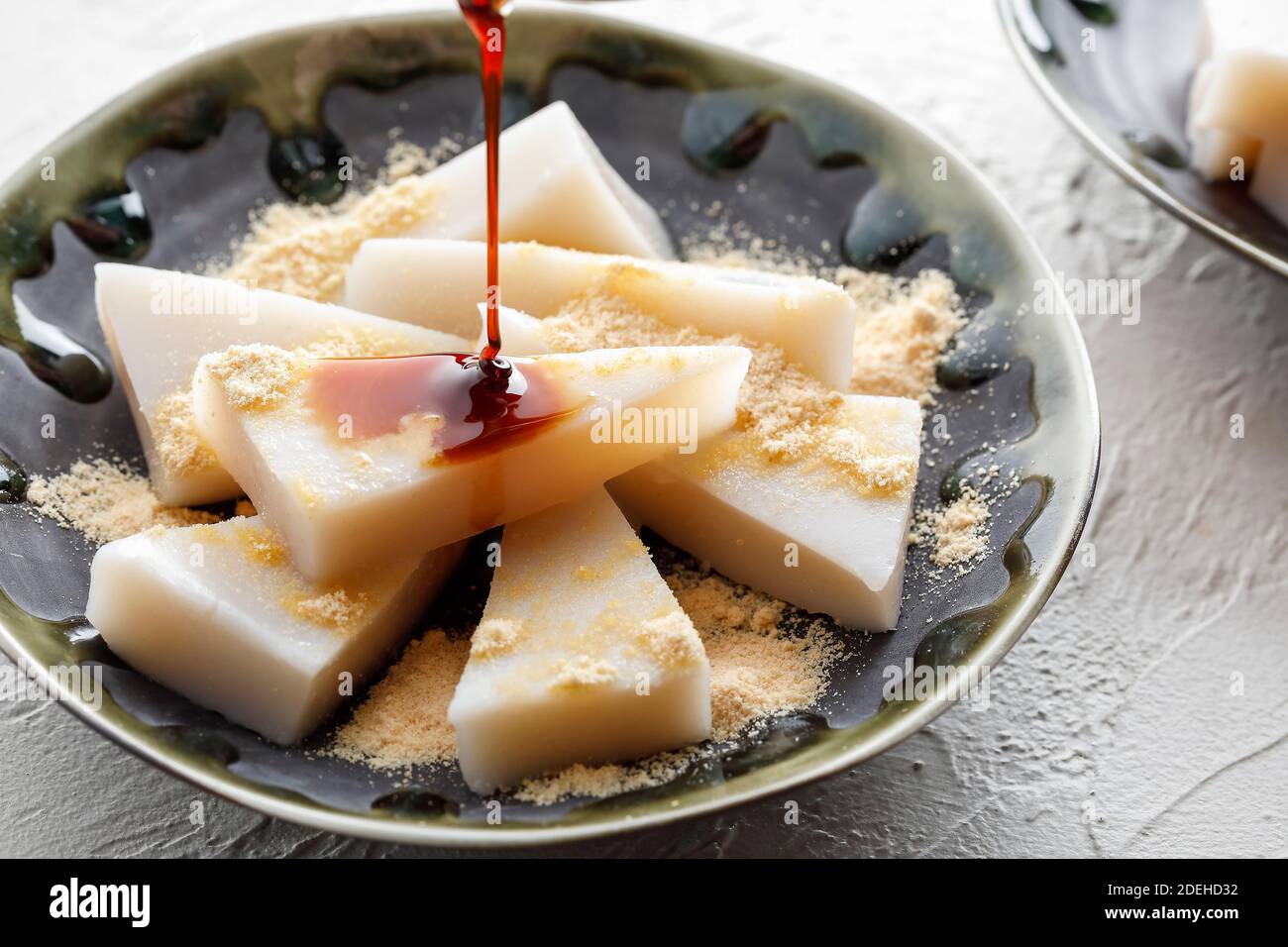 Tokyo style Kuzu Mochi (Arrowroot Cake), Japanese Dessert Stock Photo ...