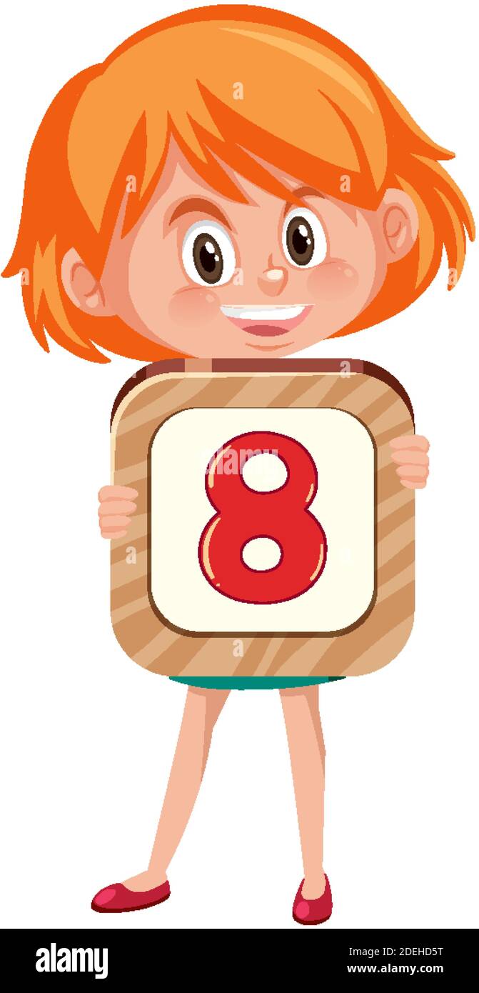 Student girl holding the number cartoon character isolated on white ...