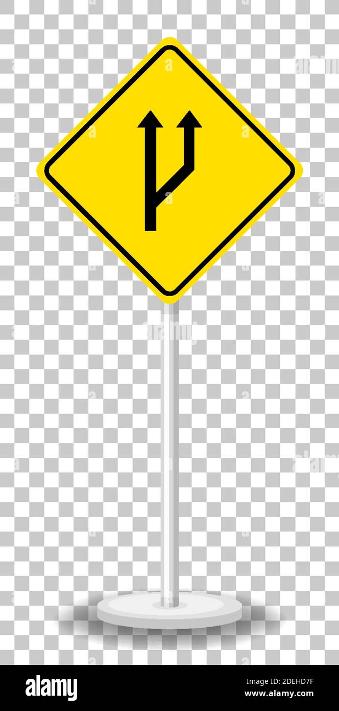 Yellow traffic warning sign on transparent background illustration ...