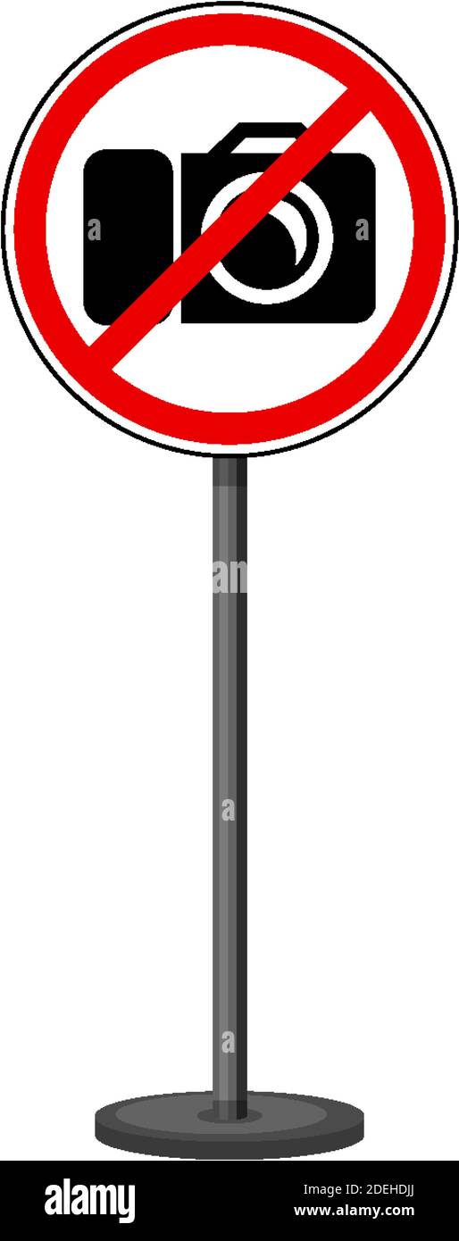 No camera sign with stand isolated on white background illustration ...