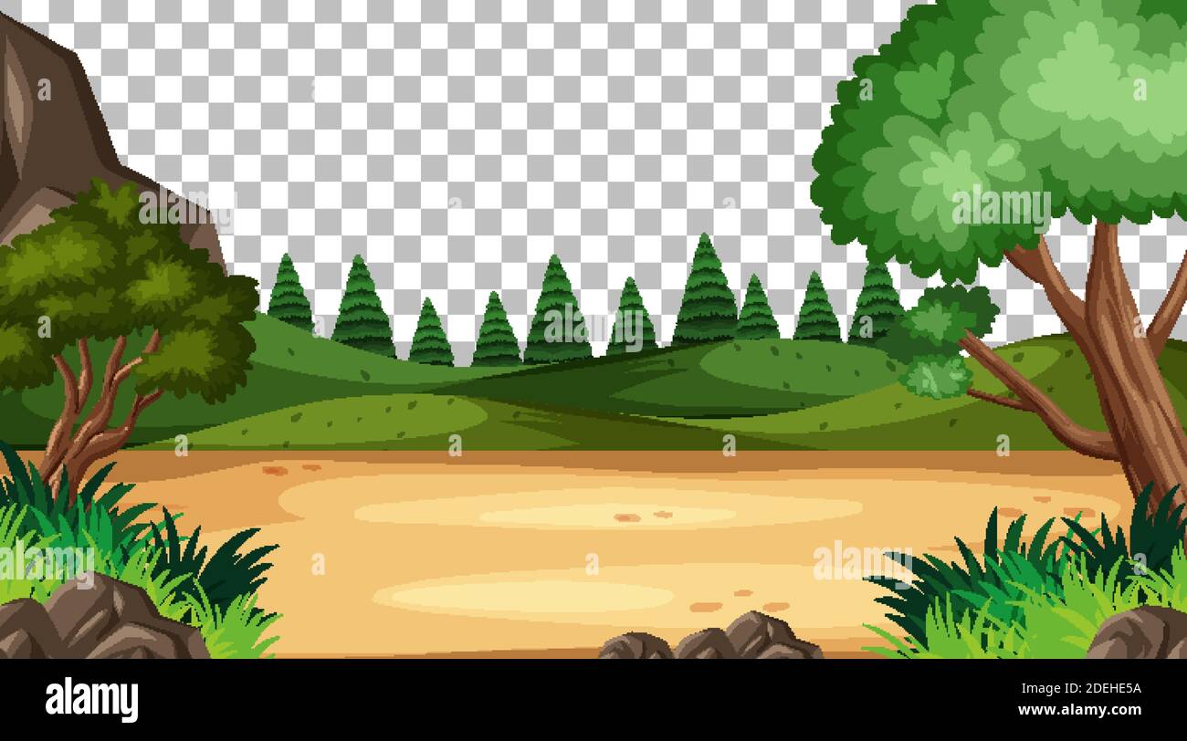 Blank nature park scene on transparent background illustration Stock ...