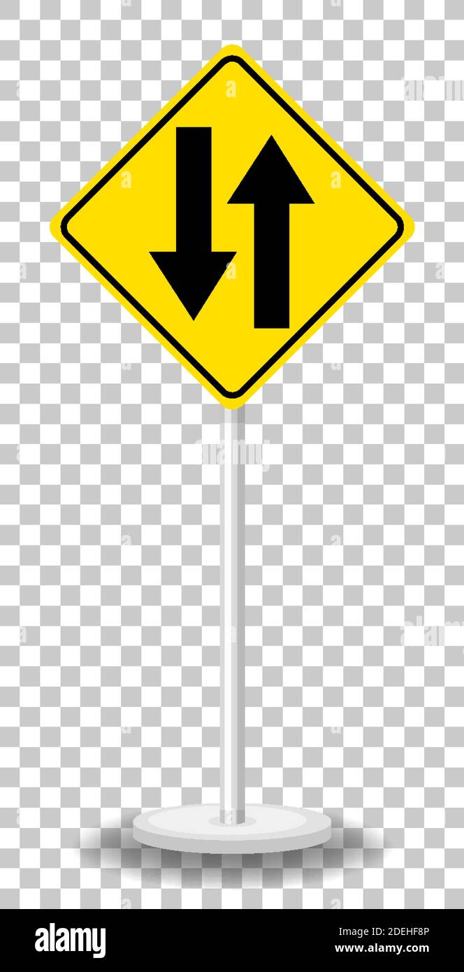 Yellow traffic warning sign on transparent background illustration ...