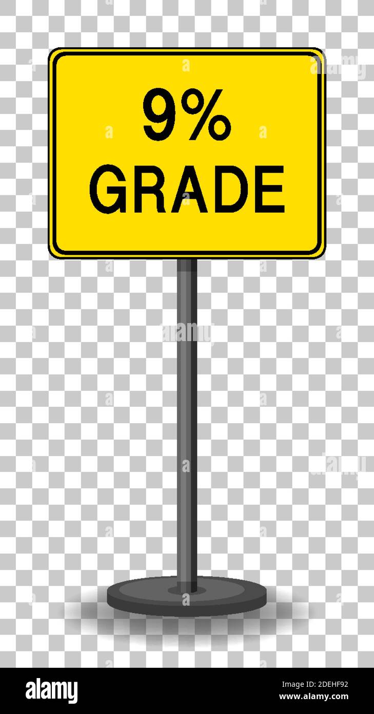 9% grade road sign isolated on transparent background illustration ...