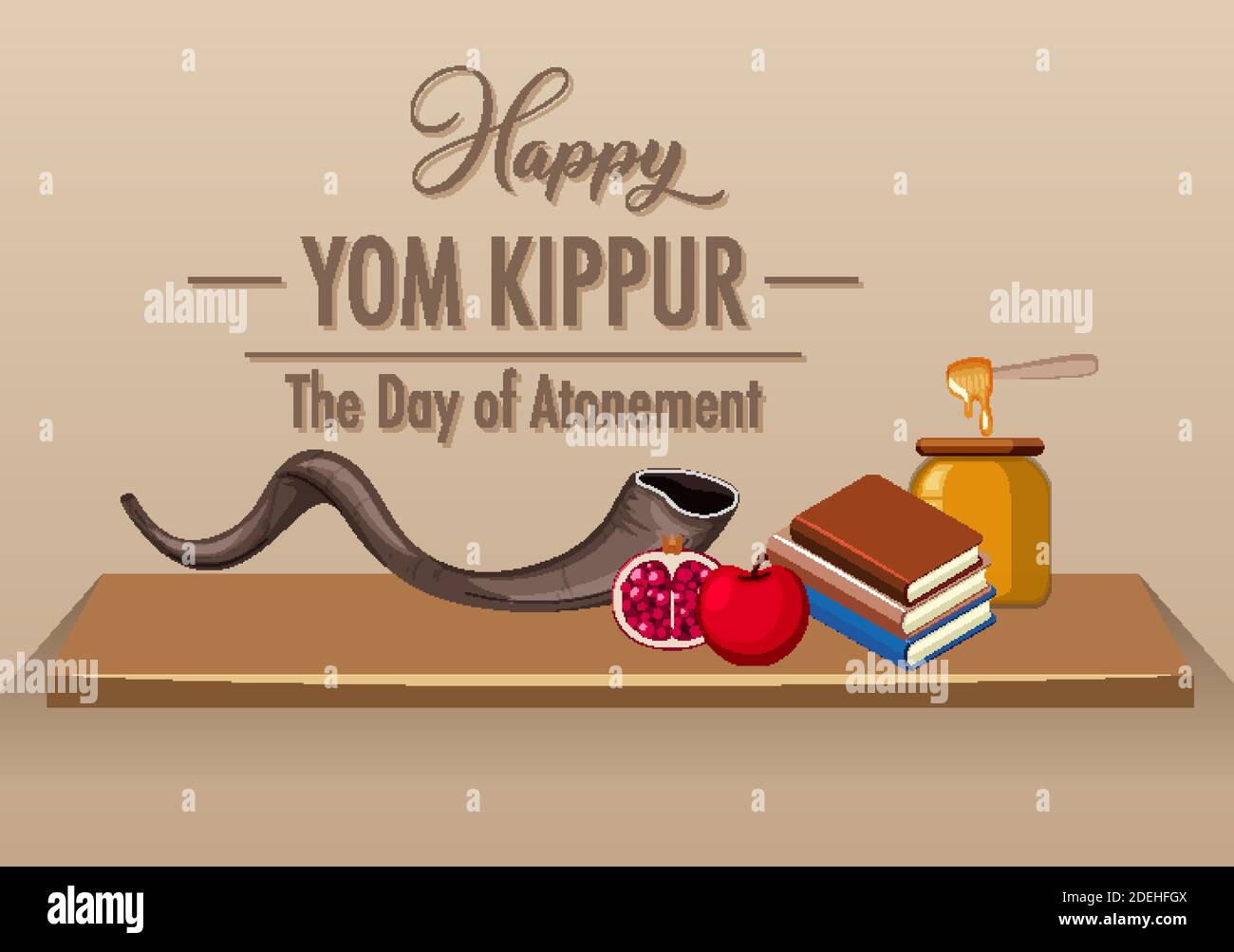 Happy Yom Kippur Logo With Shofar Illustration Stock Vector Image And Art