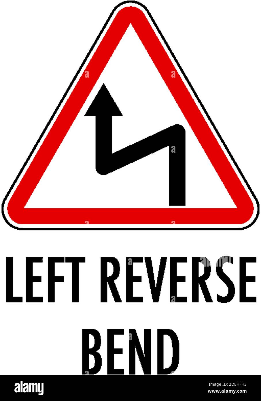Left reverse bend sign isolated on white background illustration Stock ...