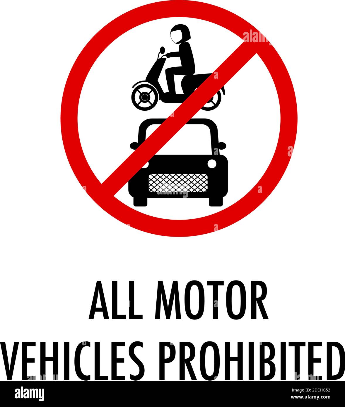 All motor vehicles prohibited sign on white background illustration ...