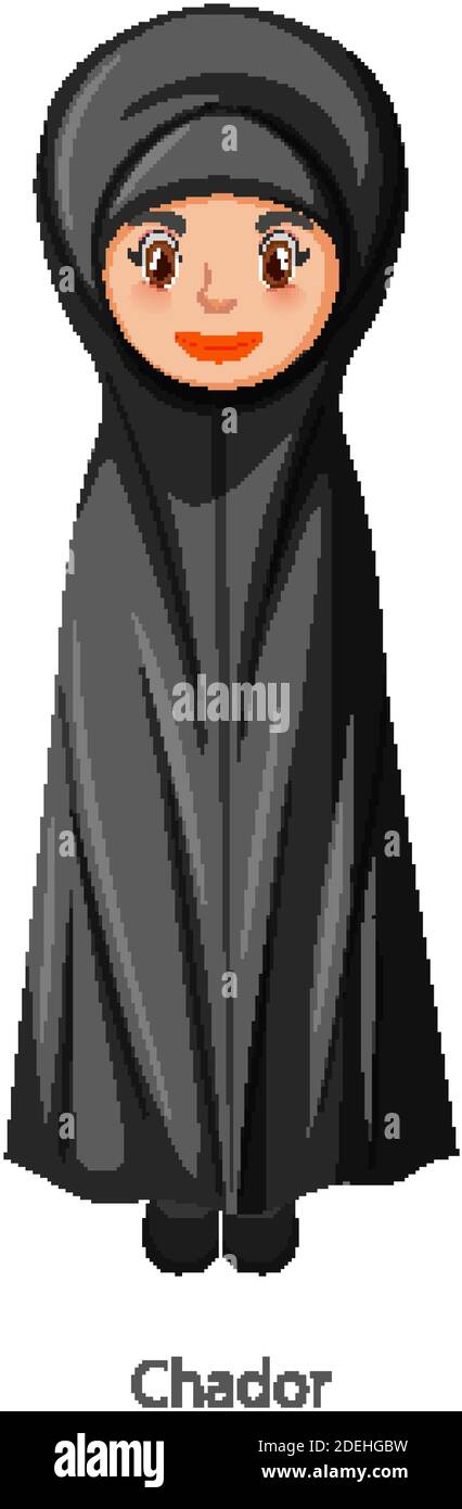 A woman wearing Chador Islamic traditional veil cartoon character ...