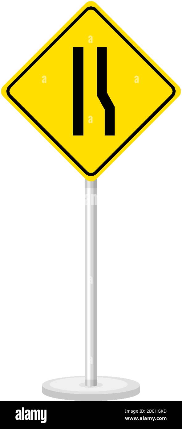 Yellow traffic warning sign on white background illustration Stock ...