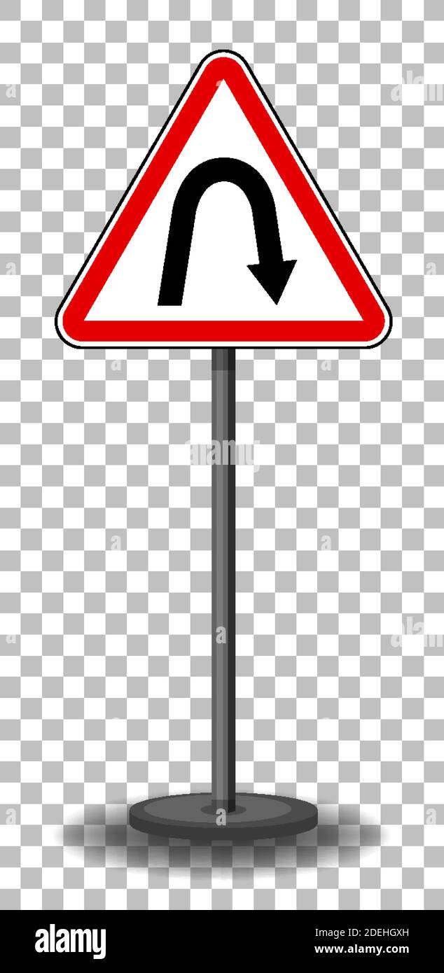 Right hair pin bend sign with stand isolated on transparent background ...