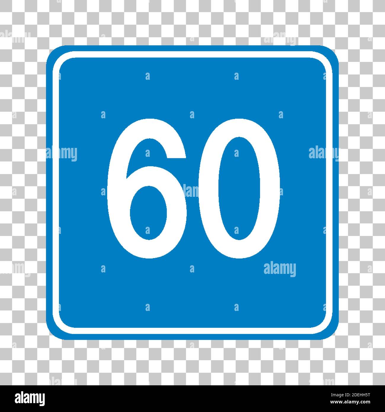Blue minimum speed limit 60 road sign isolated on transparent ...