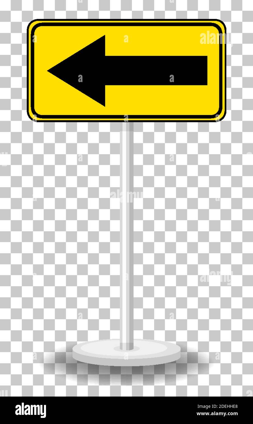 Yellow traffic warning sign on transparent background illustration ...