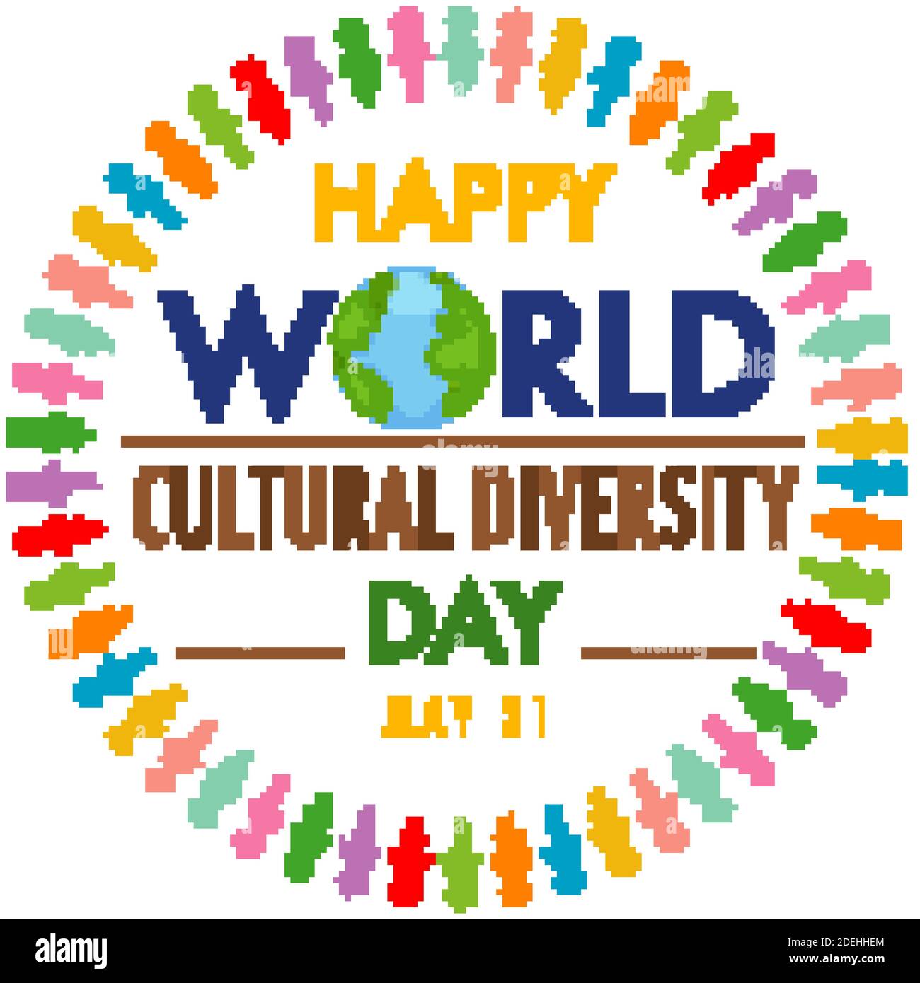 Happy World Cultural Diversity Day logo or banner on the globe with ...