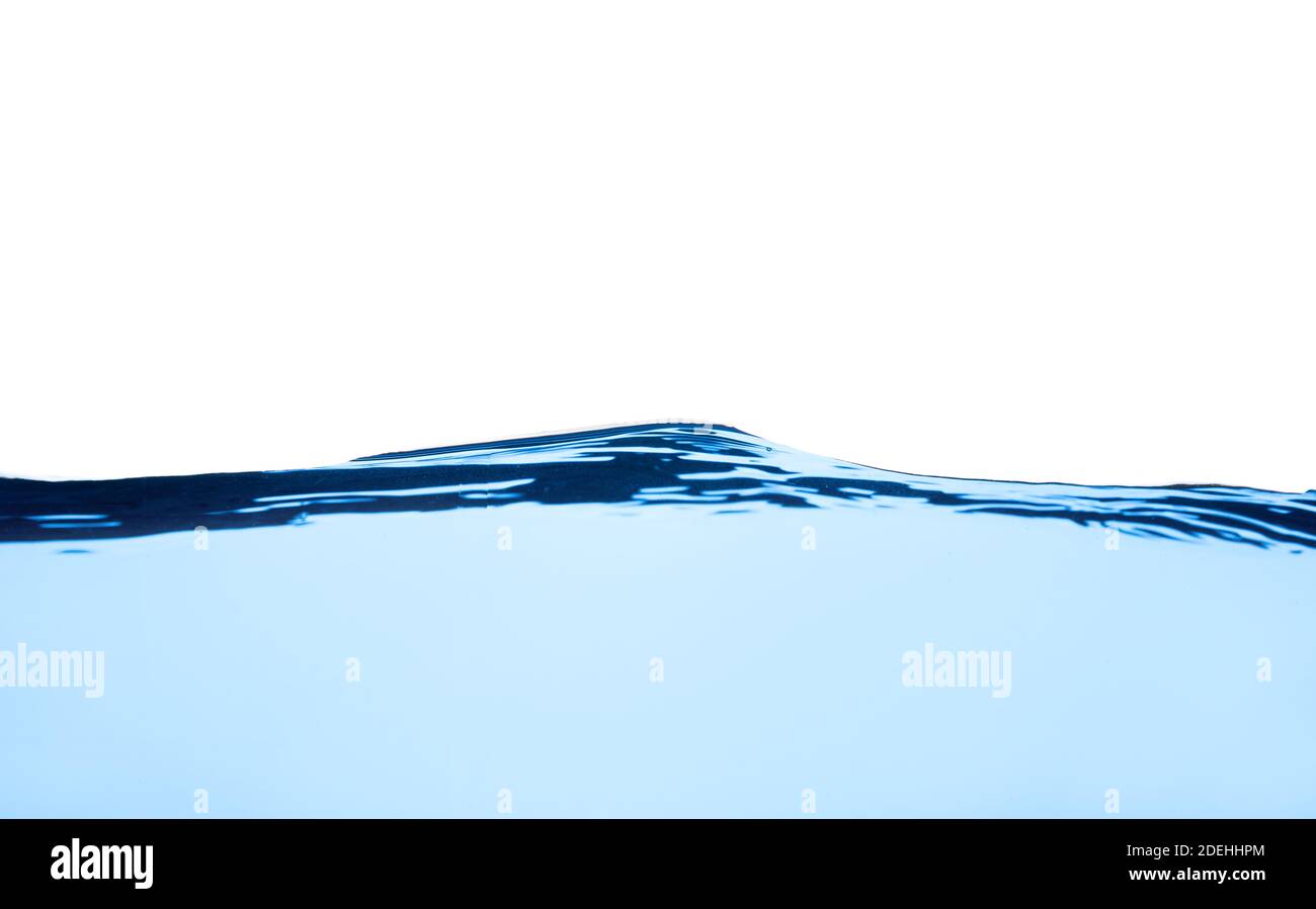Abstract clean flow ripple surface on liquid. Light blue water wave with air bubbles and a ...