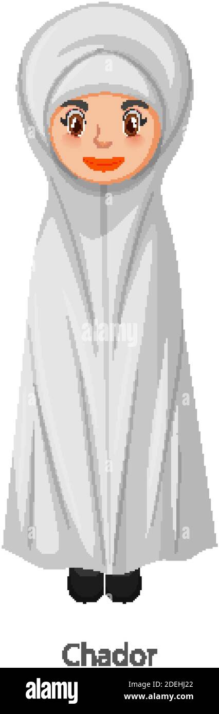 A woman wearing Chador Islamic traditional veil cartoon character ...