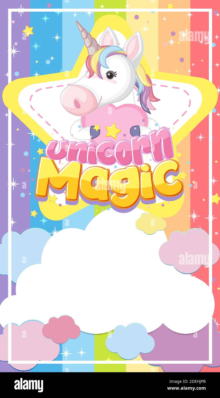 Cute unicorn banner on pastel background color illustration Stock ...