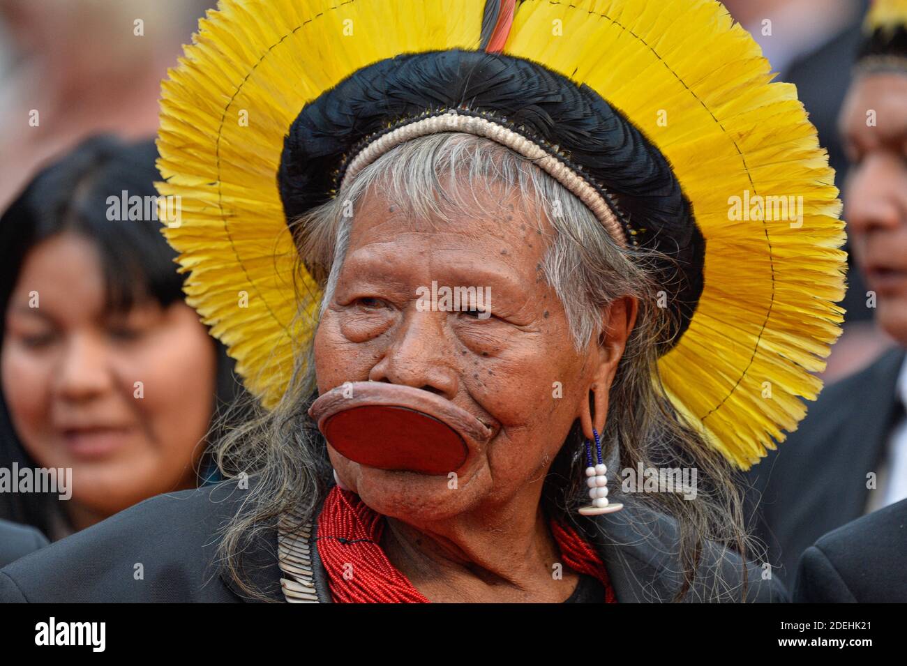 Raoni Metuktire attending the premiere of Sibyl during 72nd Cannes Film ...