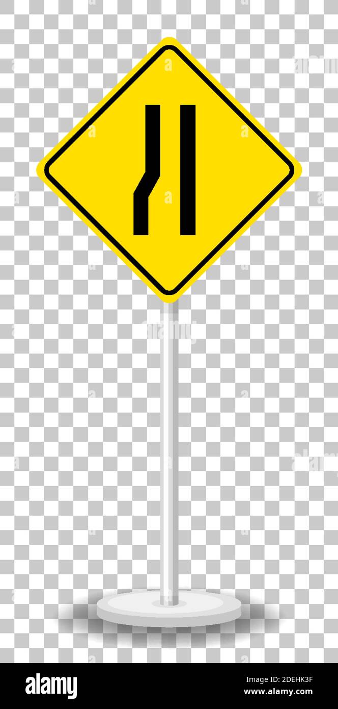 Yellow traffic warning sign on transparent background illustration ...