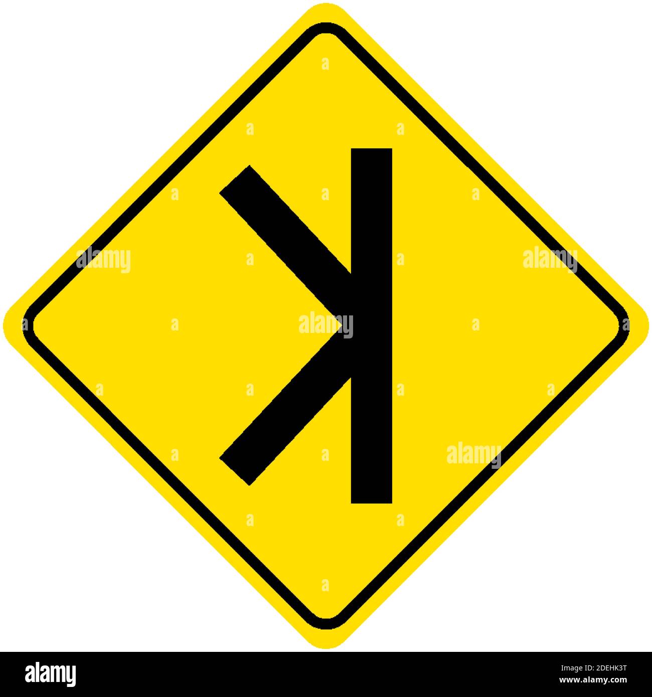 Merging traffic yellow sign on white background illustration Stock ...