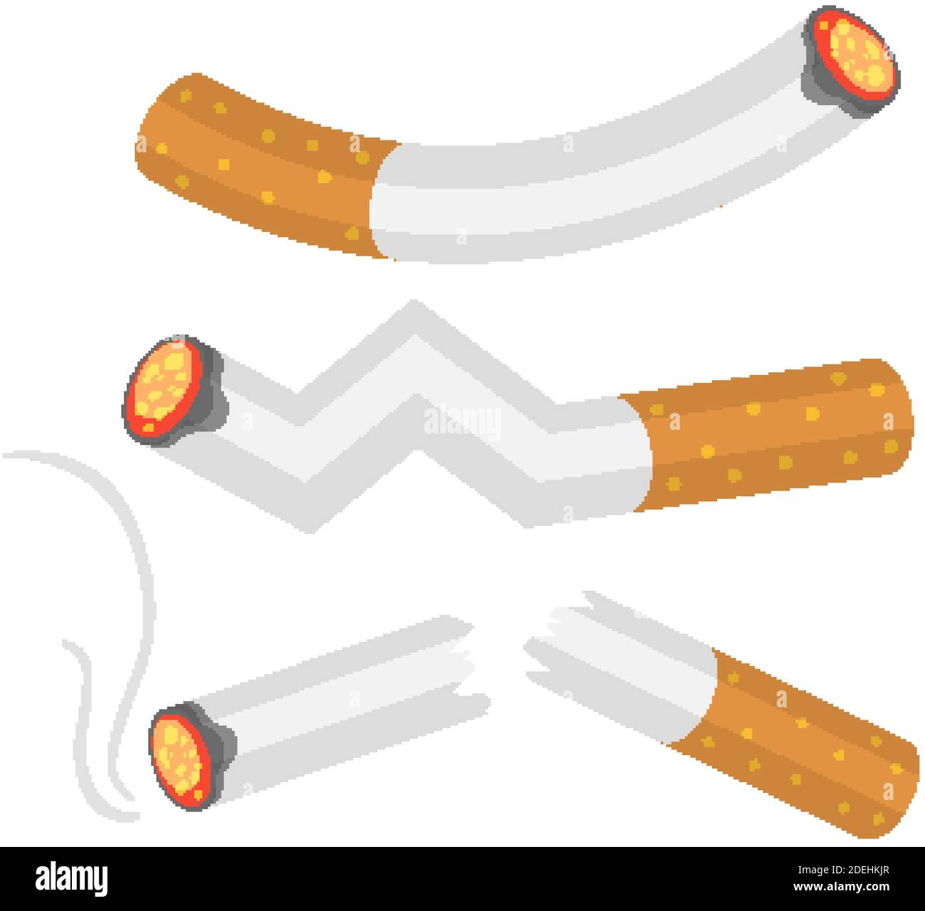 Tobacco or Cigarette burns isolated on white background illustration ...