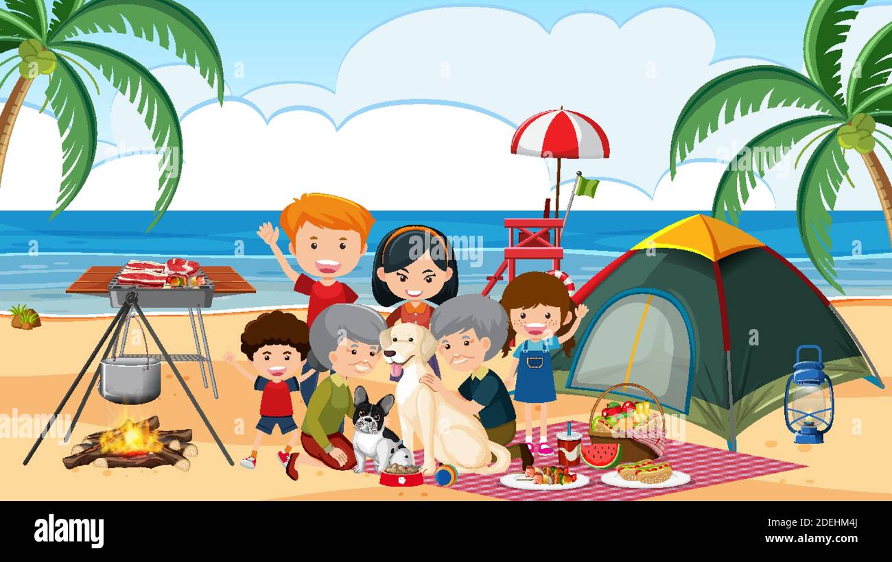 Happy Campers Beach Clip Art