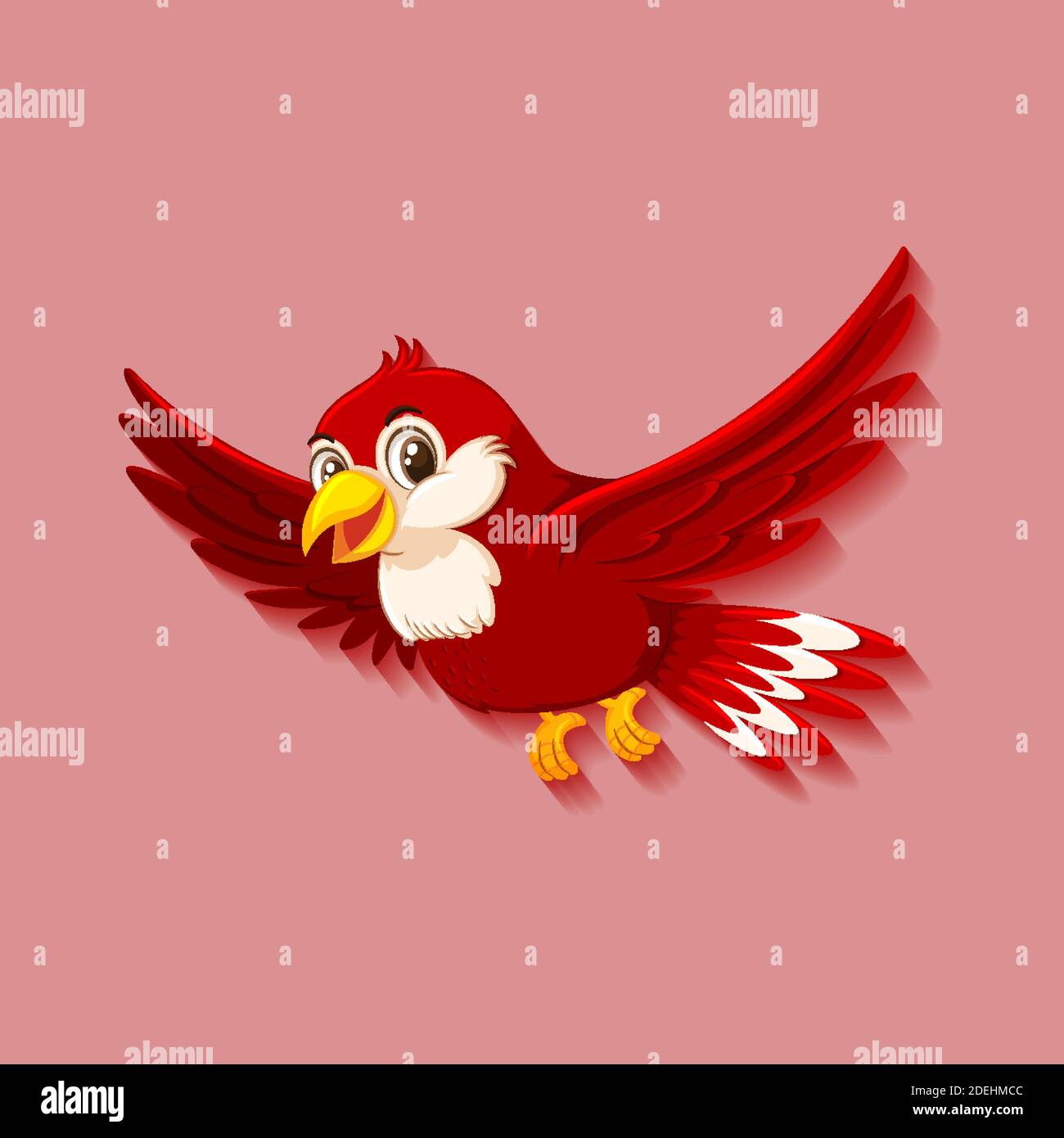 Cute red bird cartoon character illustration Stock Vector Image & Art ...