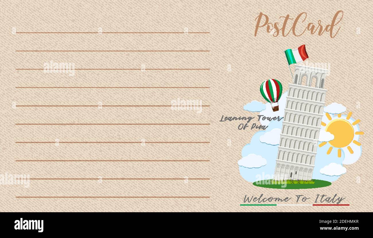 Blank vintage postcard with Landmark of Italy illustration Stock Vector ...