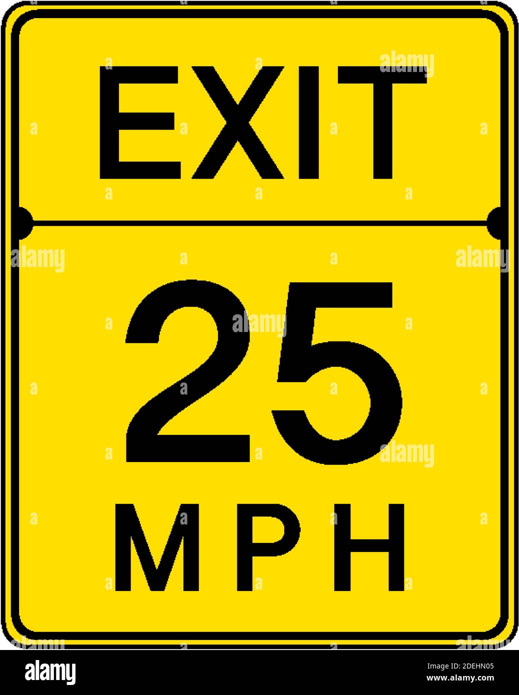 Exit 25 MPH sign isolated on white background illustration Stock Vector ...