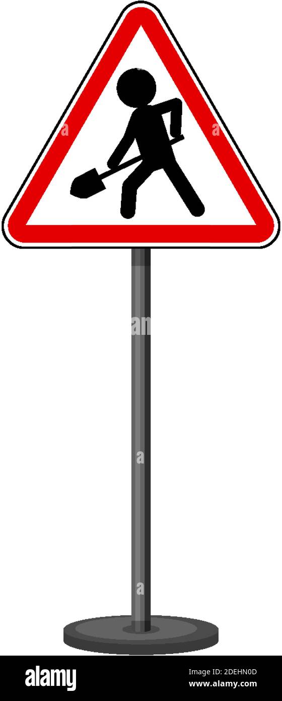 Man at work sign with stand isolated on white background illustration ...