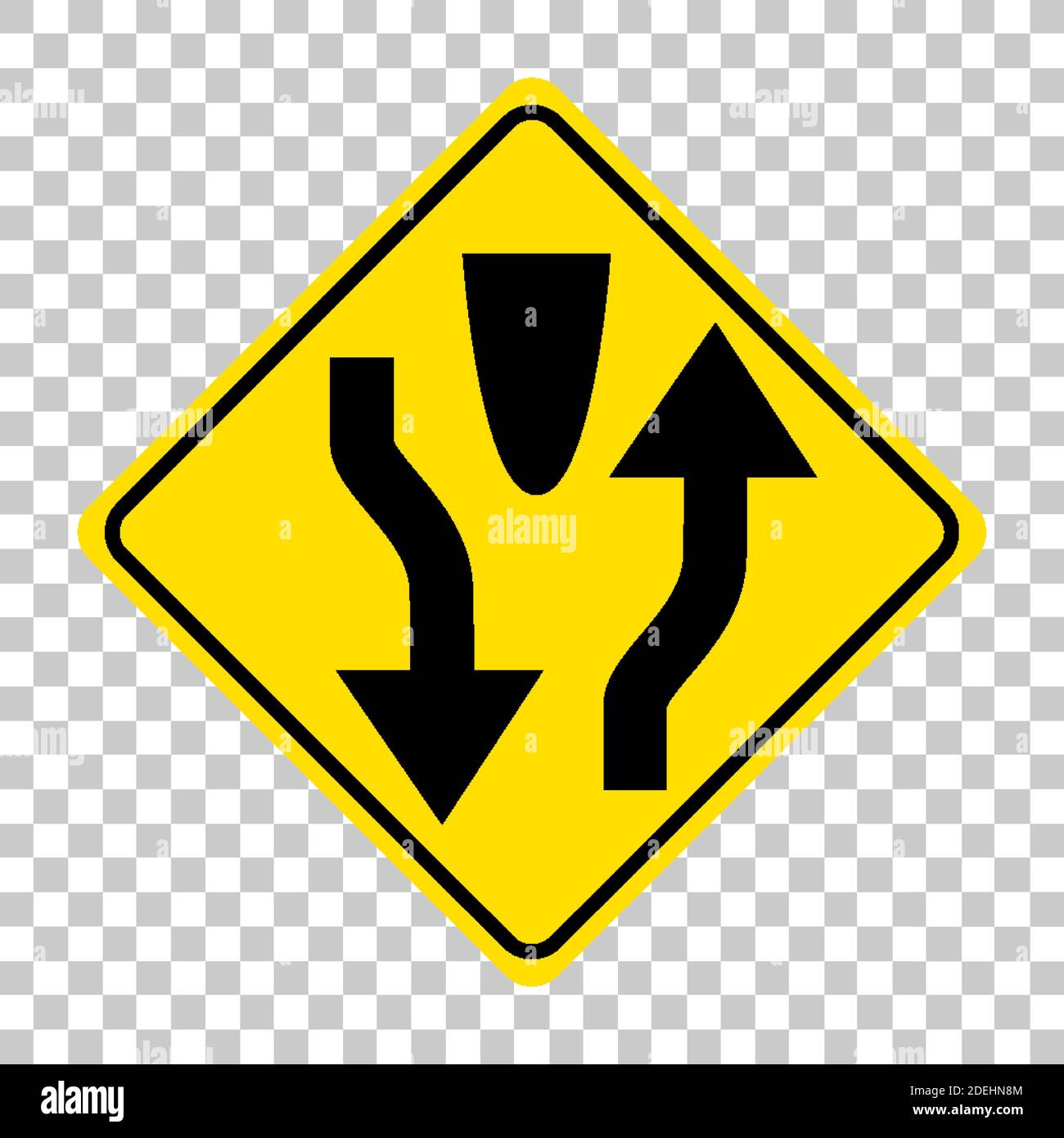 Yellow traffic warning sign on transparent background illustration ...