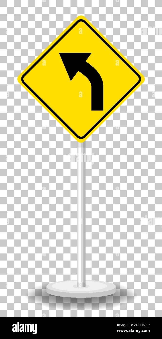 Yellow traffic warning sign on transparent background illustration ...