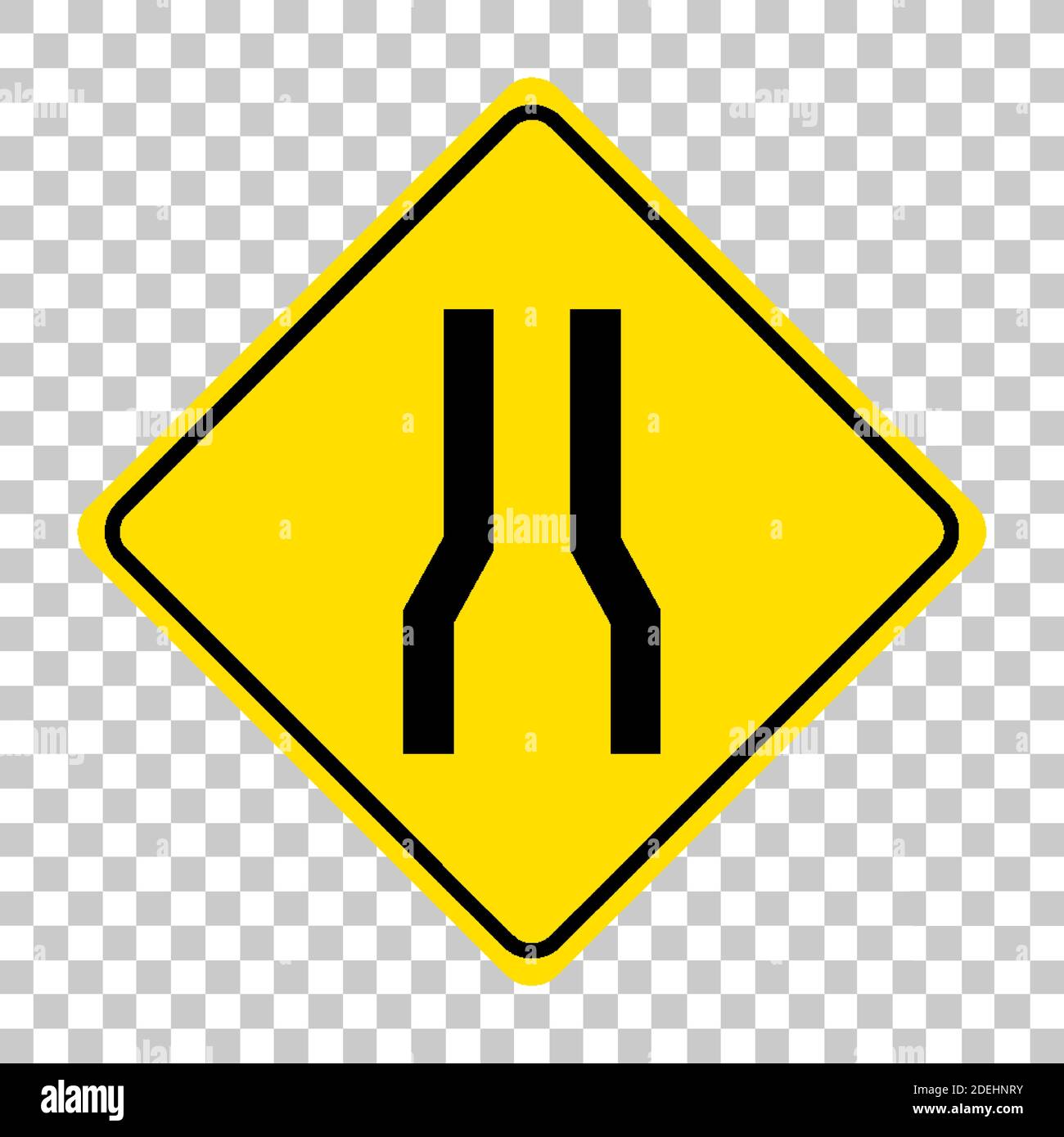 Yellow traffic warning sign on transparent background illustration ...